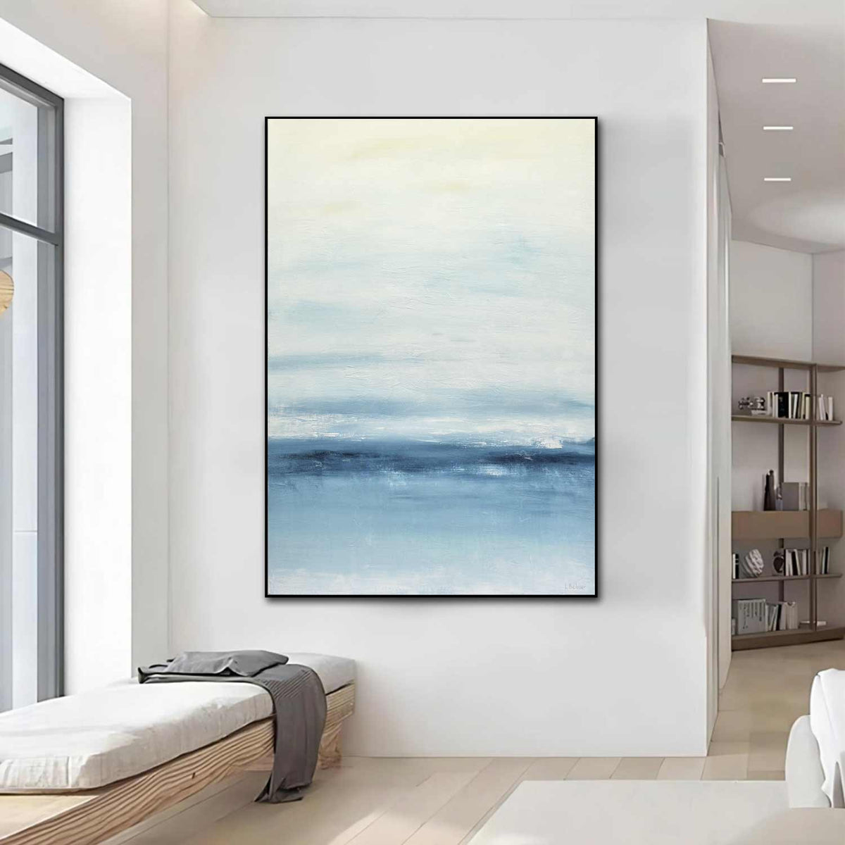 Blue White Vertical 48x72 Seascape Impressionism Painting
