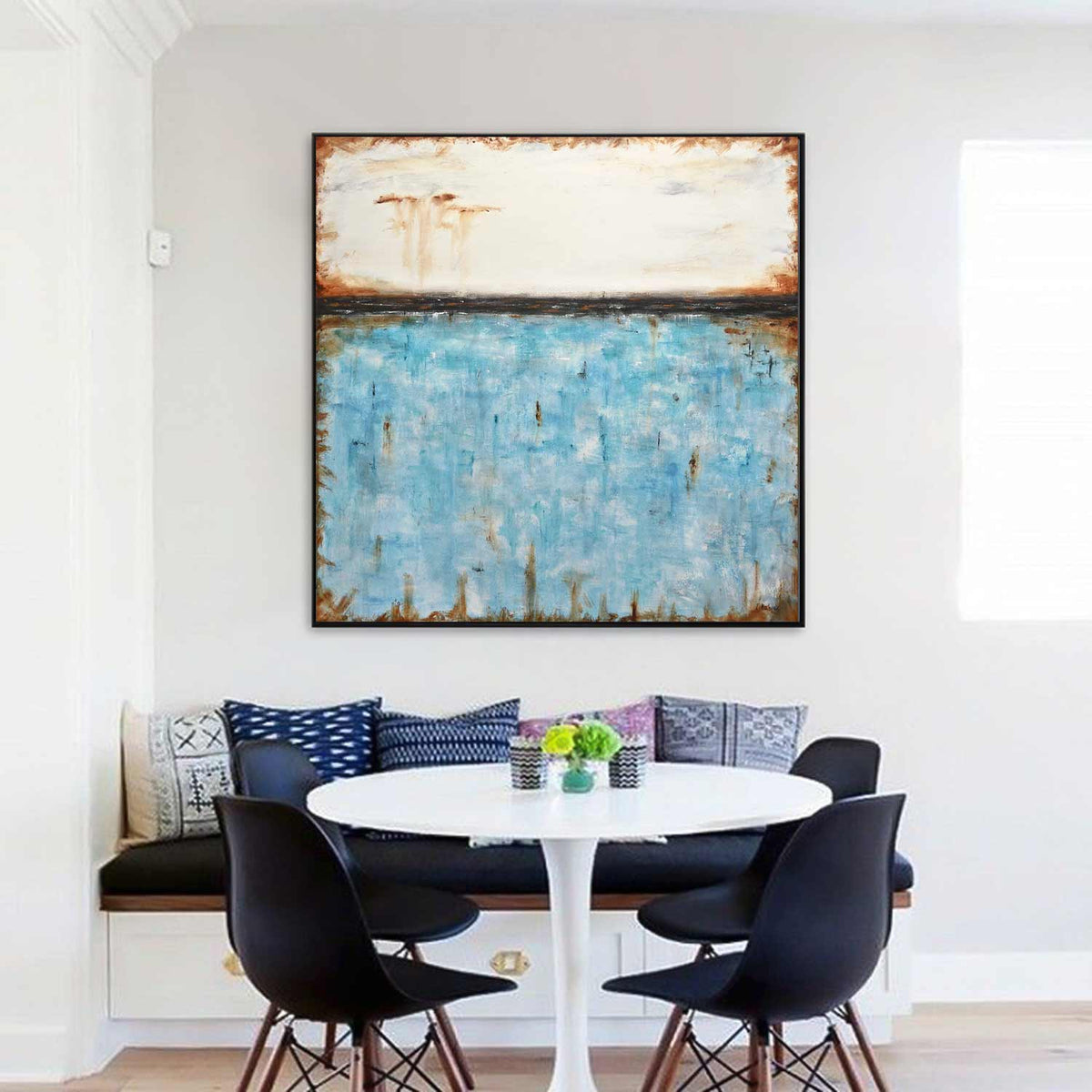 Large Blue Square Abstract Nordic Painting Rothko Minimalist