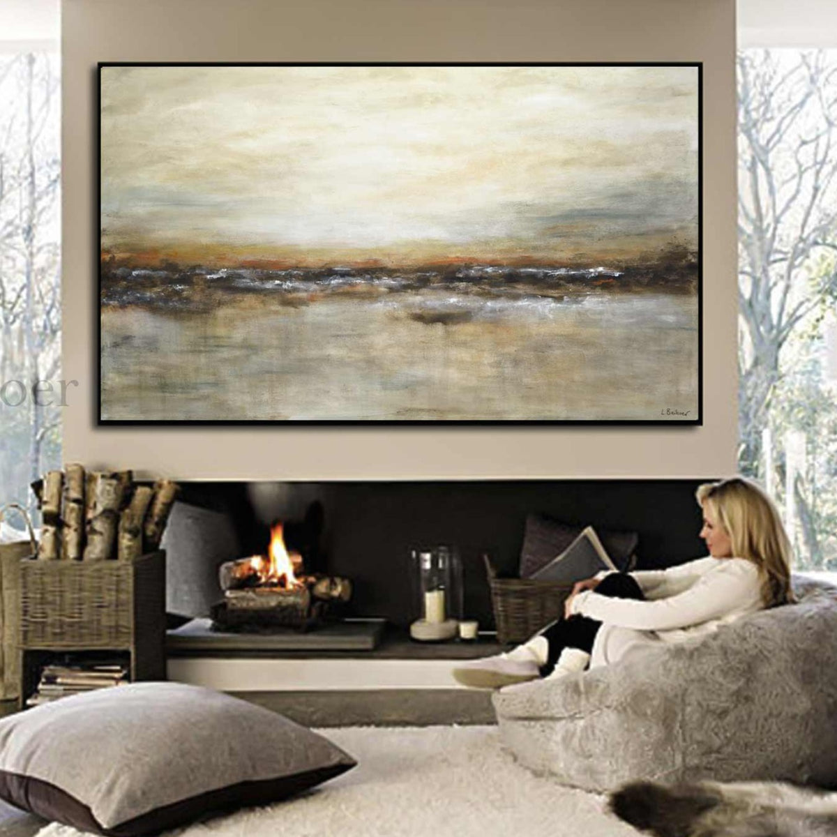 Oil Painting Serene Abstract Frame Art On Canvas Gallery