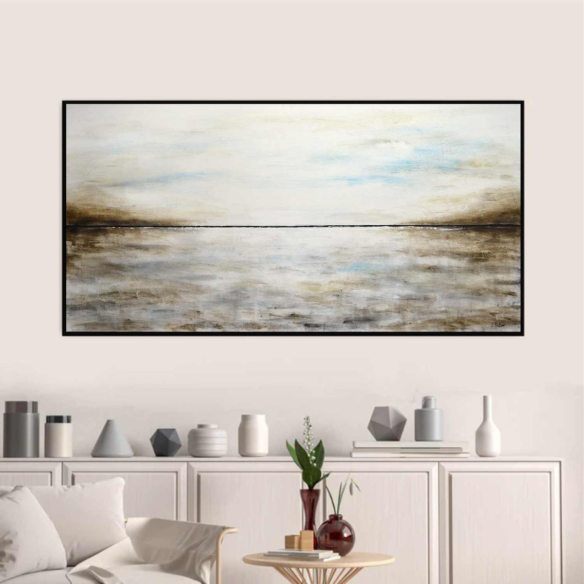 Landscape Painting Panoramic Art Horizontal Line Abstract Seascape